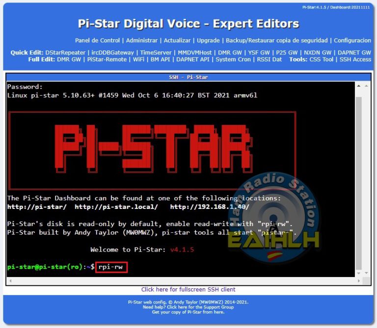 Actualizar firmware Pi-Star desde el dashboard - EA1HLH.es